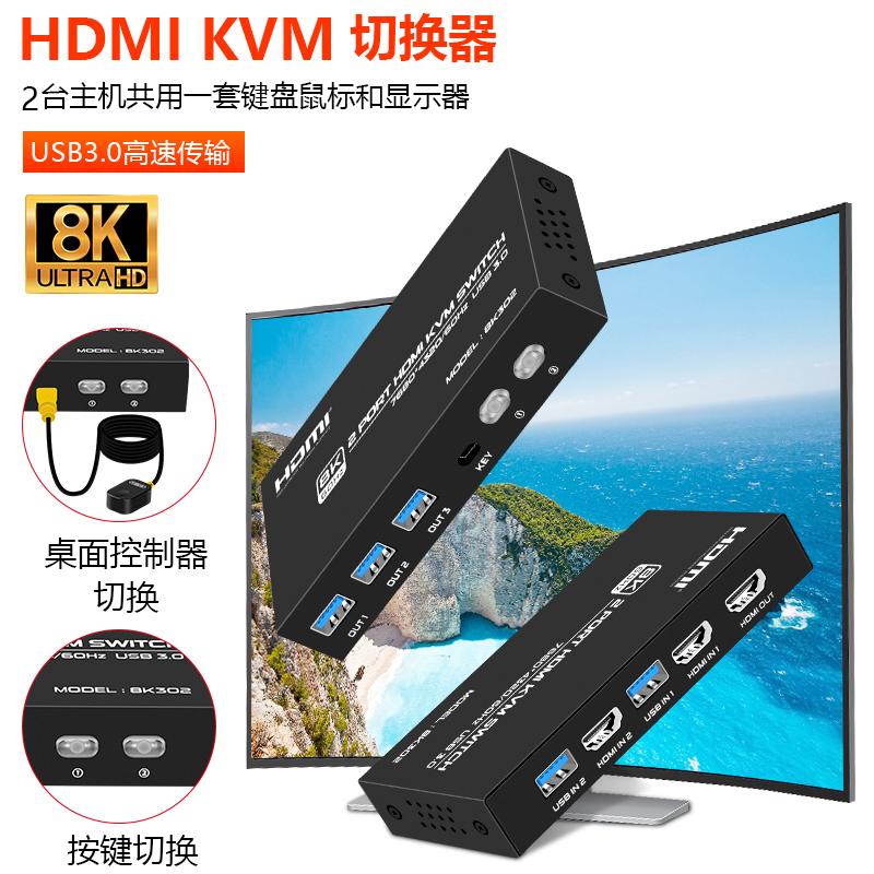 丰杰英创8K USB3.0 HDMI KVM切换器-8K HDMI KVM切换器-广州思盈电子科技有限公司